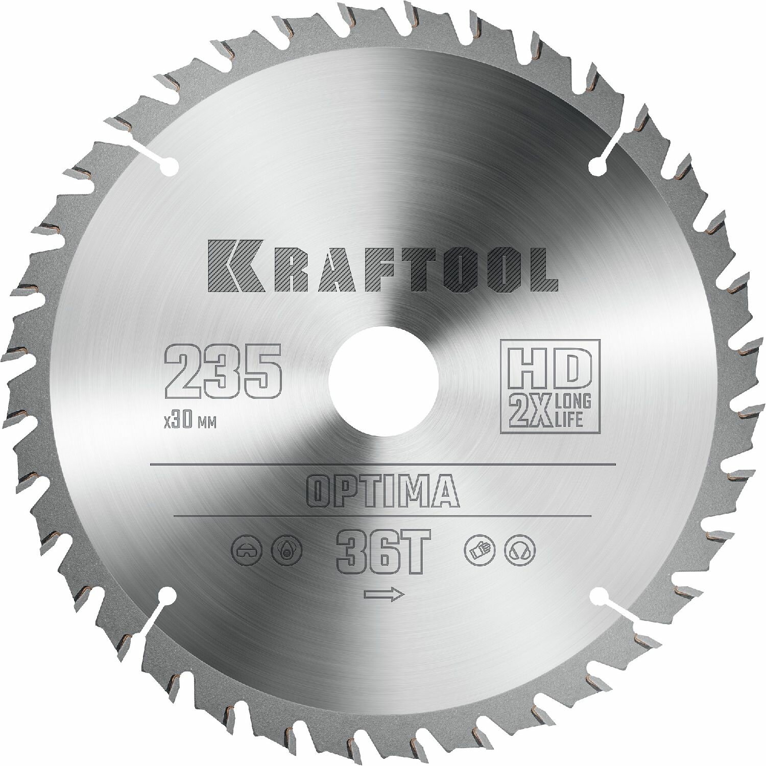 KRAFTOOL Optima 235х30мм 36Т, диск пильный по дереву, (36951-235-30)