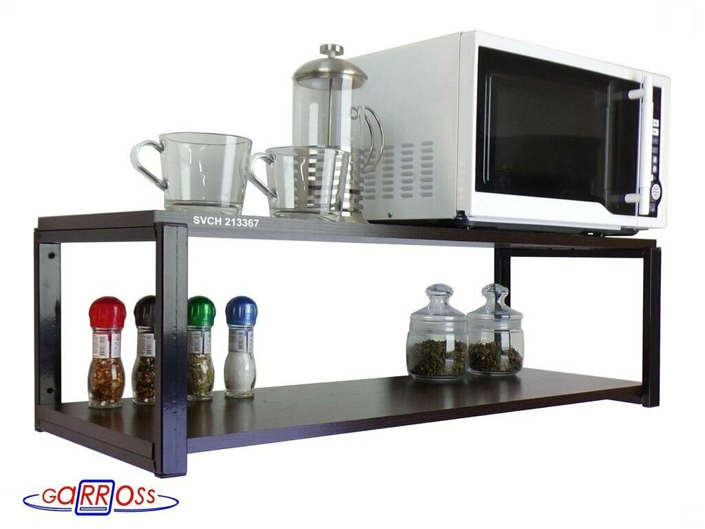 Кронштейн для микроволновки, 27см черный "SVCH 213367" полки для кухни, 90х30, венге