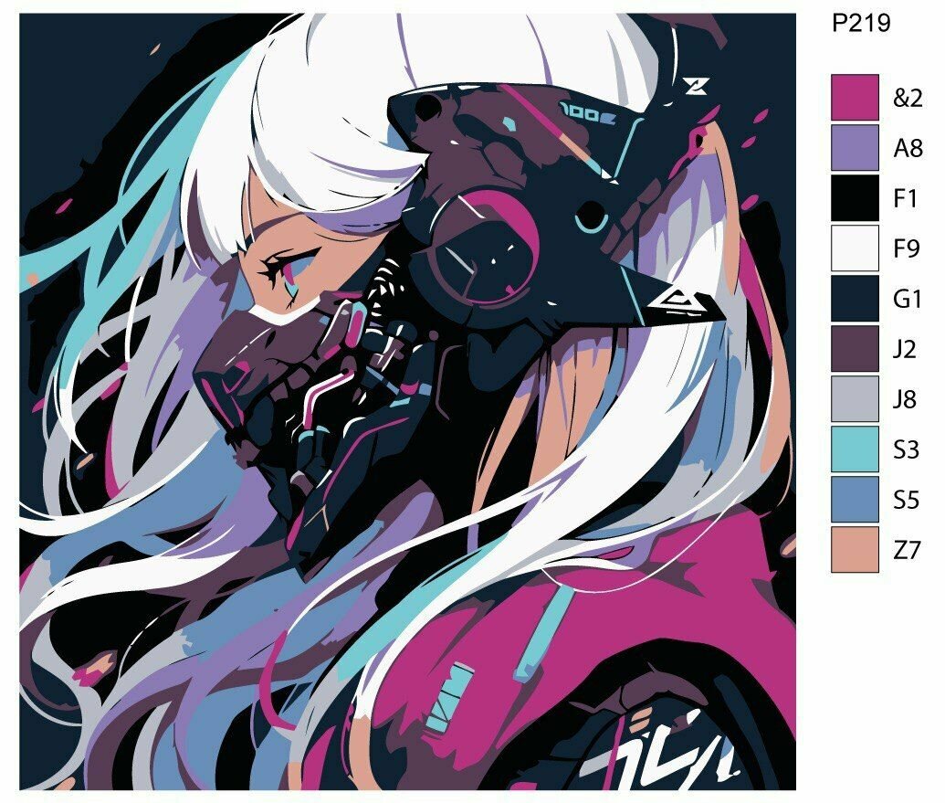 Детская картина по номерам P219 "Арт девушки с маской на лице" 30x30