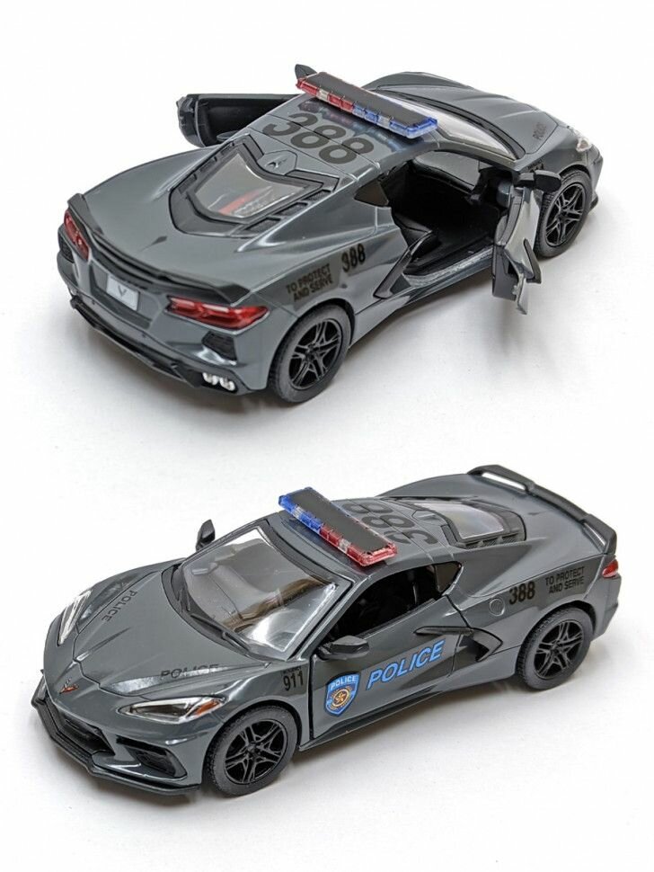 Металлическая машинка Kinsmart 2021 Corvette 1:36 (Police/Firefighter) KT5432DPR (Серый)