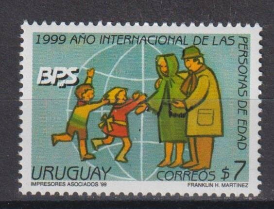 Почтовые марки Уругвай 1999г. "Международный год пожилых людей" Праздники MNH