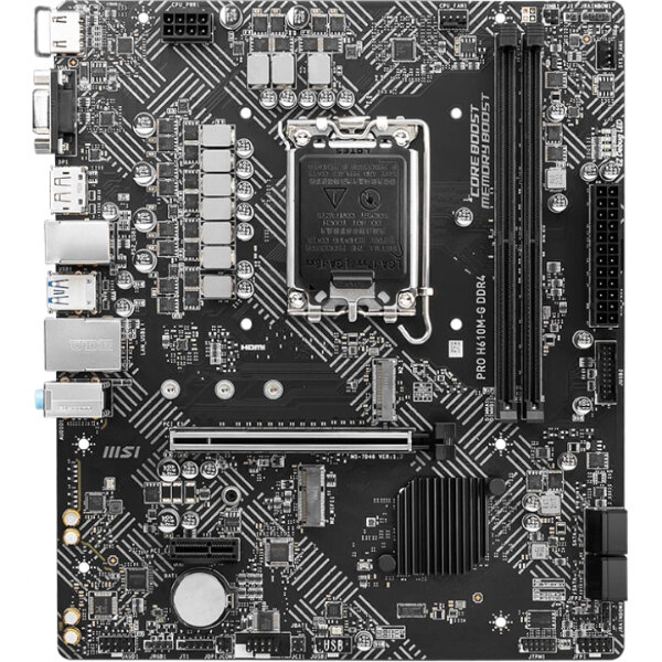 Материнская плата MSI PRO H610M-G, LGA 1700, Intel H610, 2xDDR5, 4xSATA, 1xM.2, 1xPCIe 4.0 x16, 1xPCIe 3.0 x1, 1xHDMI, 1xDP, 1xVGA, 1xRJ45 1Gb, 2xUSB-