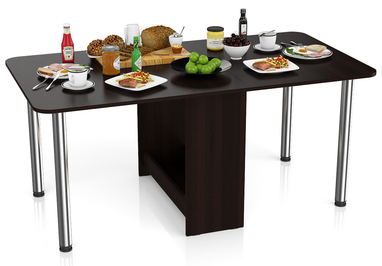 Стол-книжка раскладной обеденный Мебельный Двор МД-СО-04, цвет венге