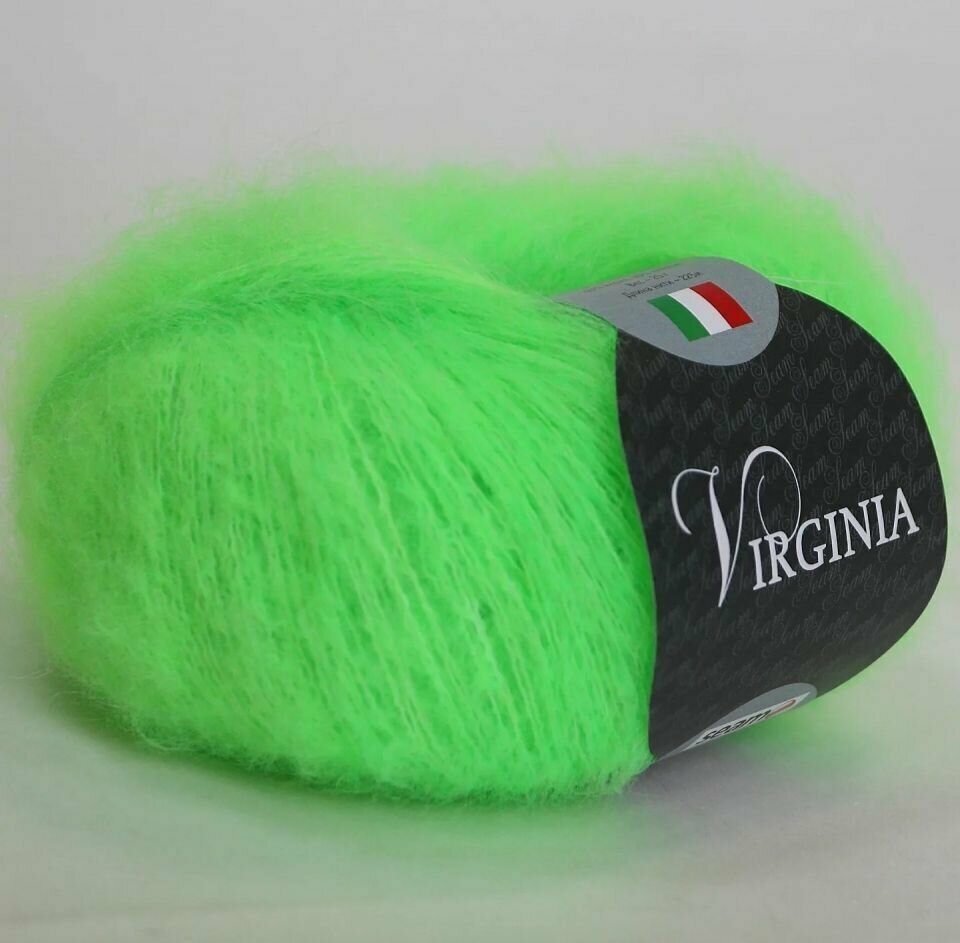Пряжа SEAM Virginia Сеам Вирджиния 5шт*25г*225м 30% мохер 40% акрил 30% нейлон цвет 34 салат