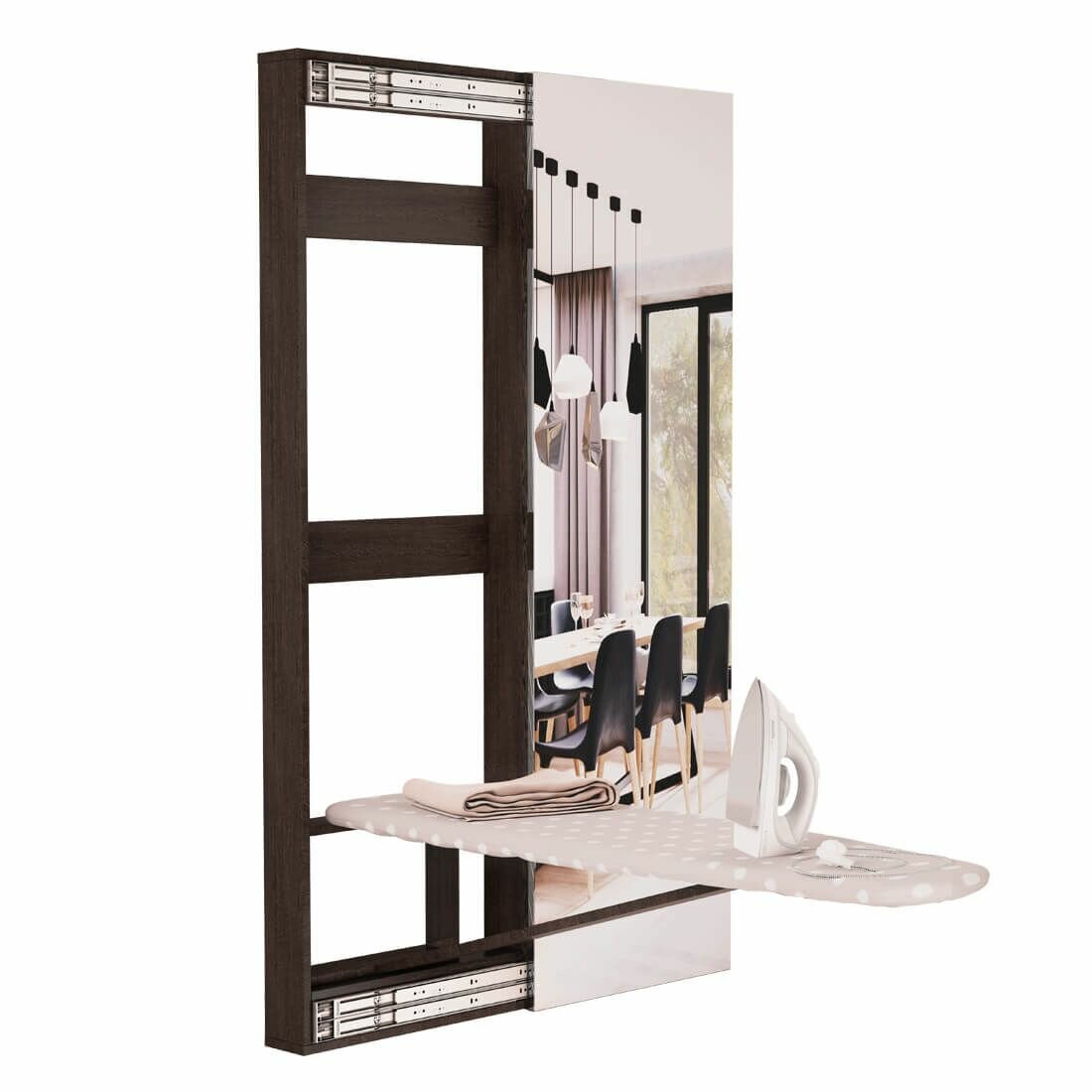 Гладильная доска Смарт купе с зеркалом венге БТС (Мебелони)