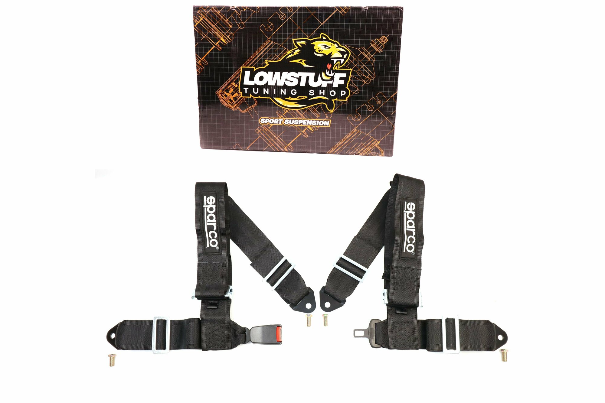 Декоративные спортивные ремни 4-х точ Sparco Black Style черные 3 дюйма стандарт