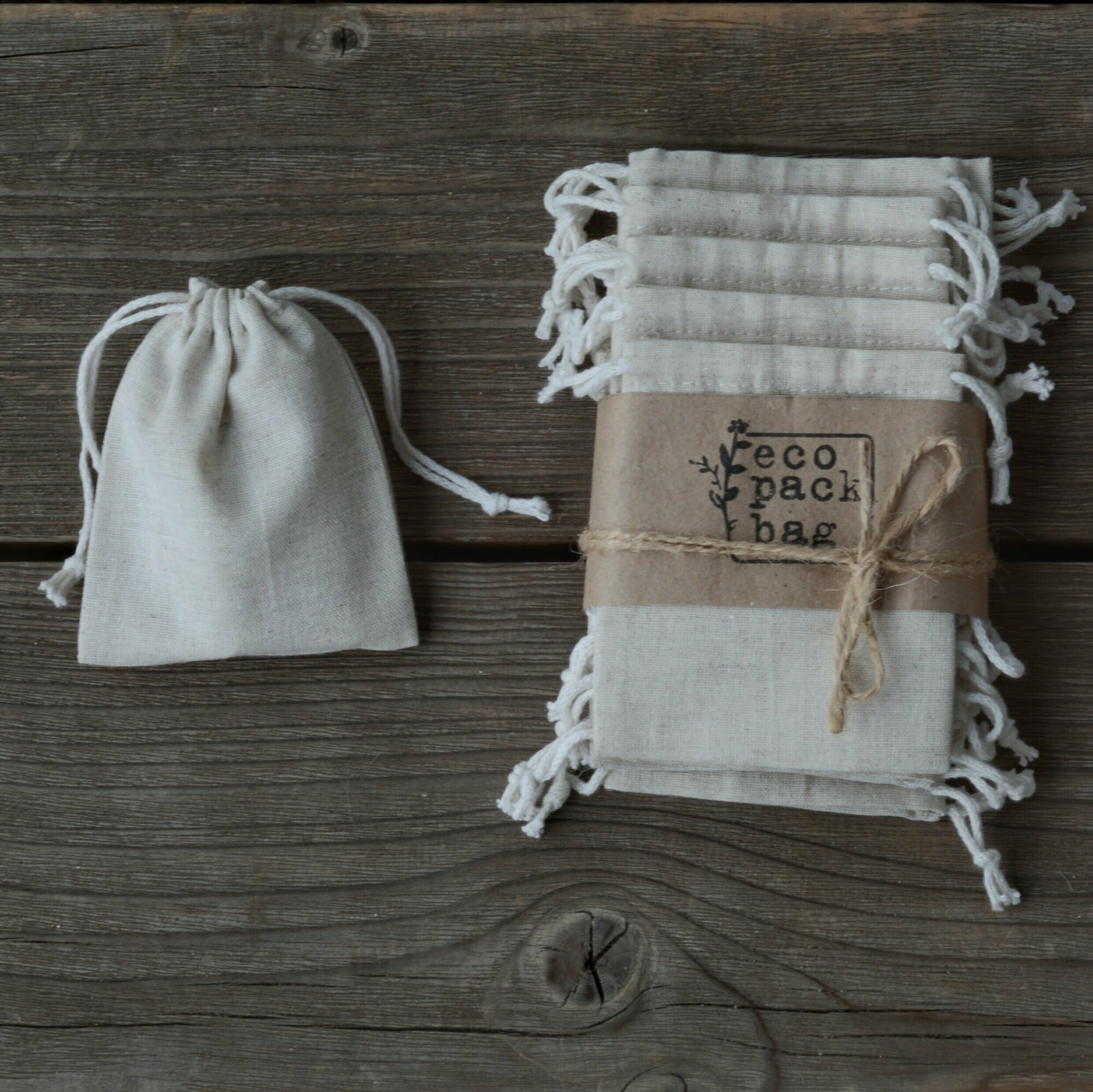 Экомешочки для украшений Eco-pack-bag, хлопок, лён, 8х10см, 10 штук