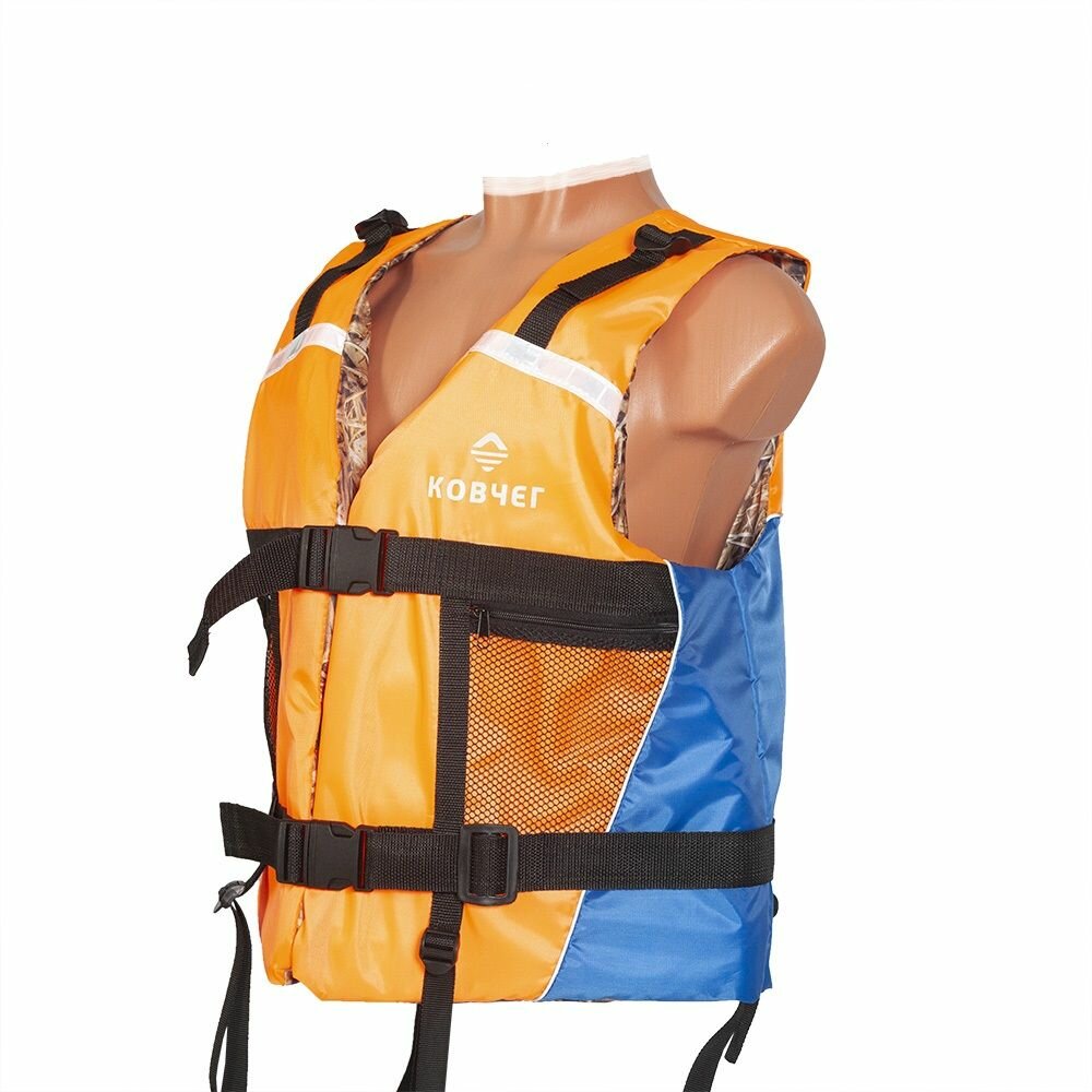 Жилет спасательный Ковчег Тритон двусторонний (ГОСТ) Оранжево-синий/камуфляж, 3XL-4XL/р.56-58/до 130 кг