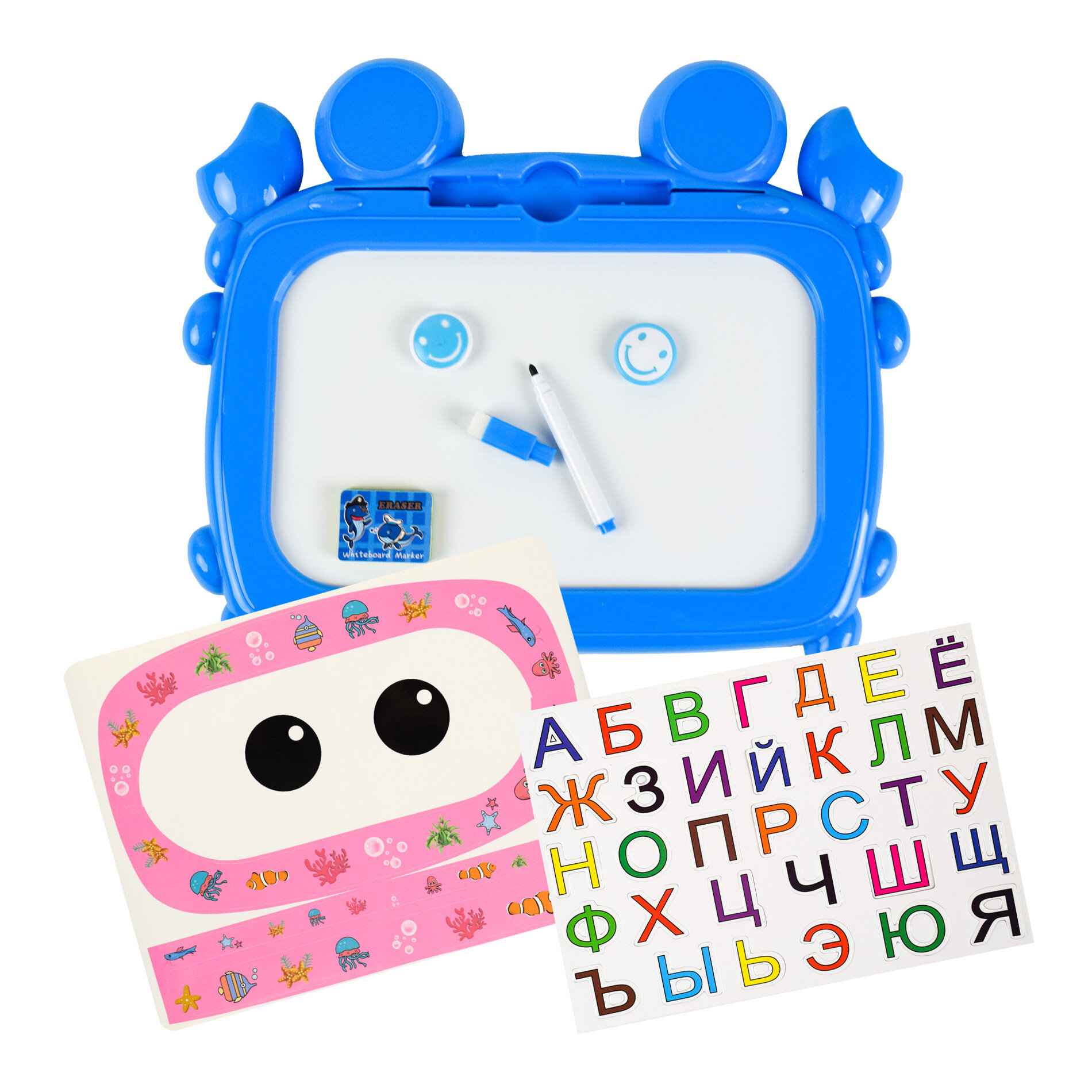 Доска для рисования Miksik "Магнитно-Меловая", двухсторонняя, синяя