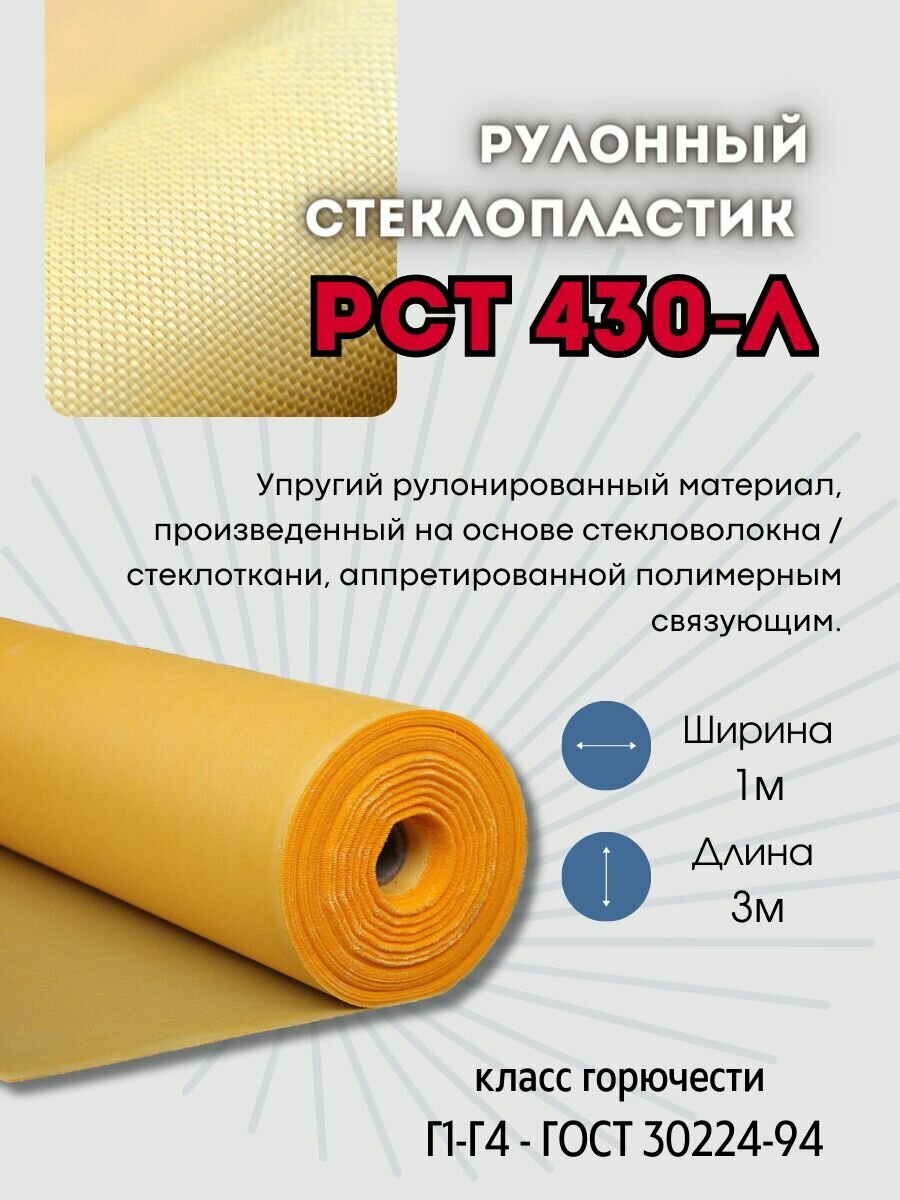 Рулонный стеклопластик марки РСТ430 3м