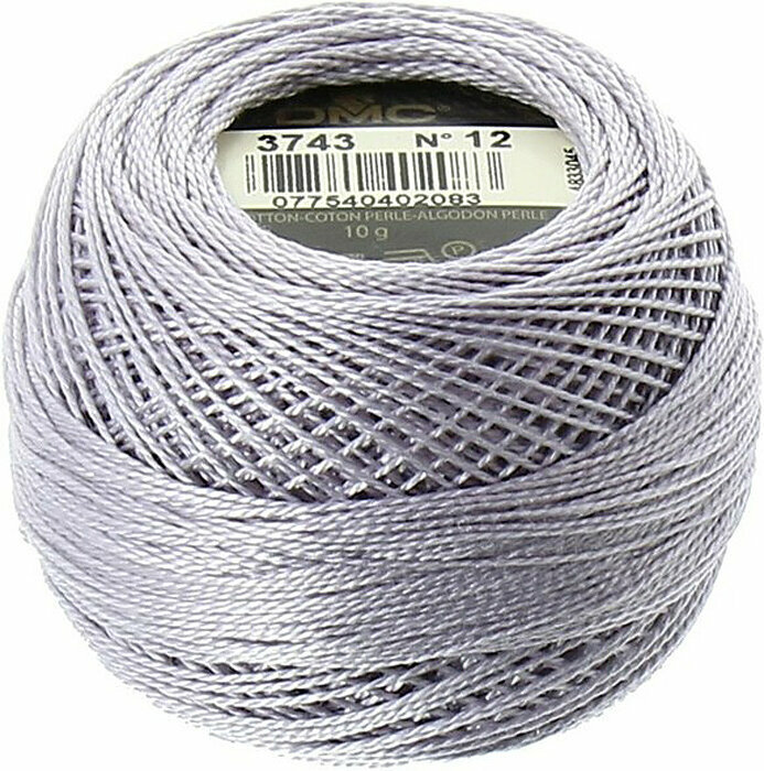 Нитки для вышивания DMC PEARL COTTON (Артикул 116, № 12, цвет: 3743 Очень Светлый Античный Фиолетовый, 10 гр. / 120 м.)