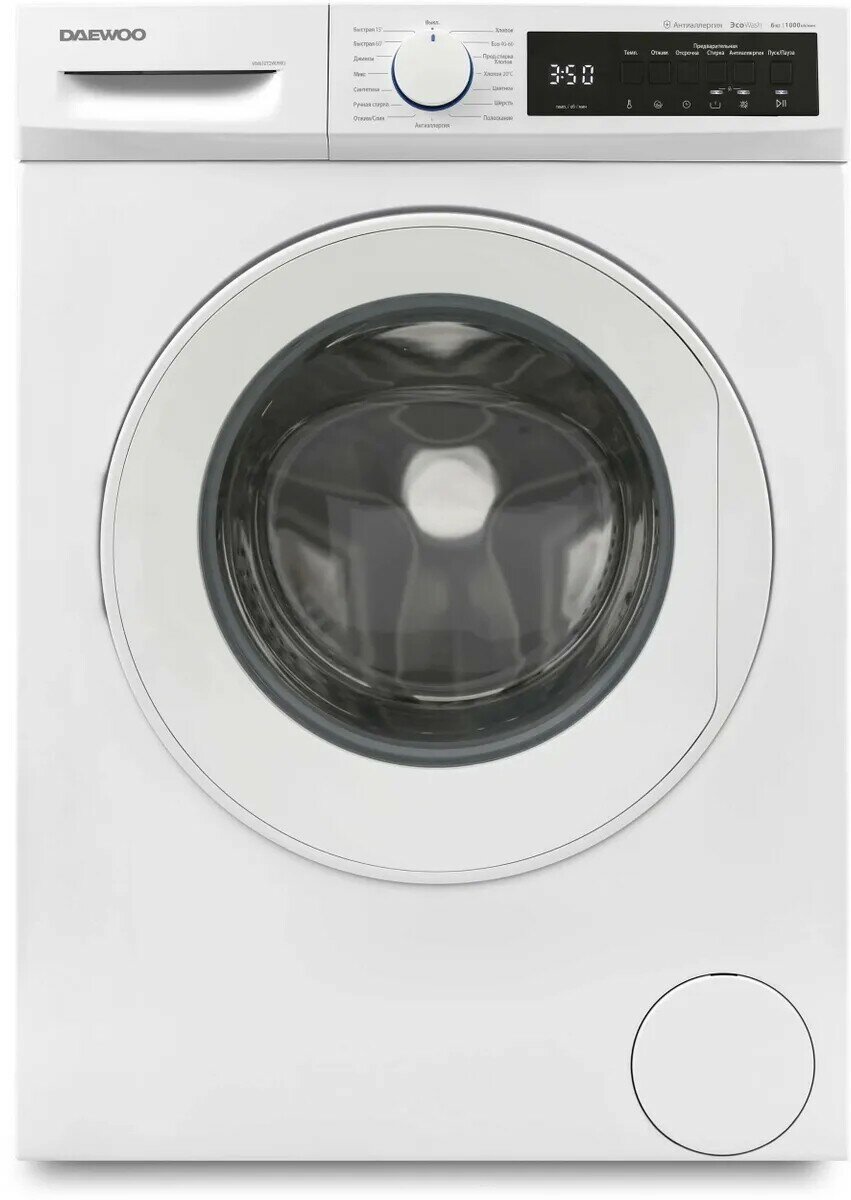 Стиральная машина фронтальная DAEWOO WM610T2WU9RU белый (6 кг, диспл)