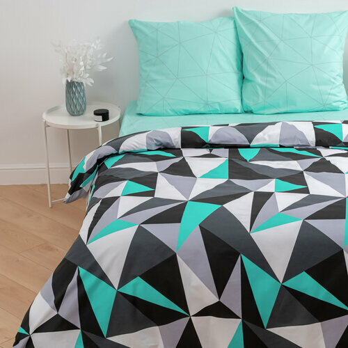 Комплект постельного белья Мозаика бирюза поплин хлопок 1,5сп.