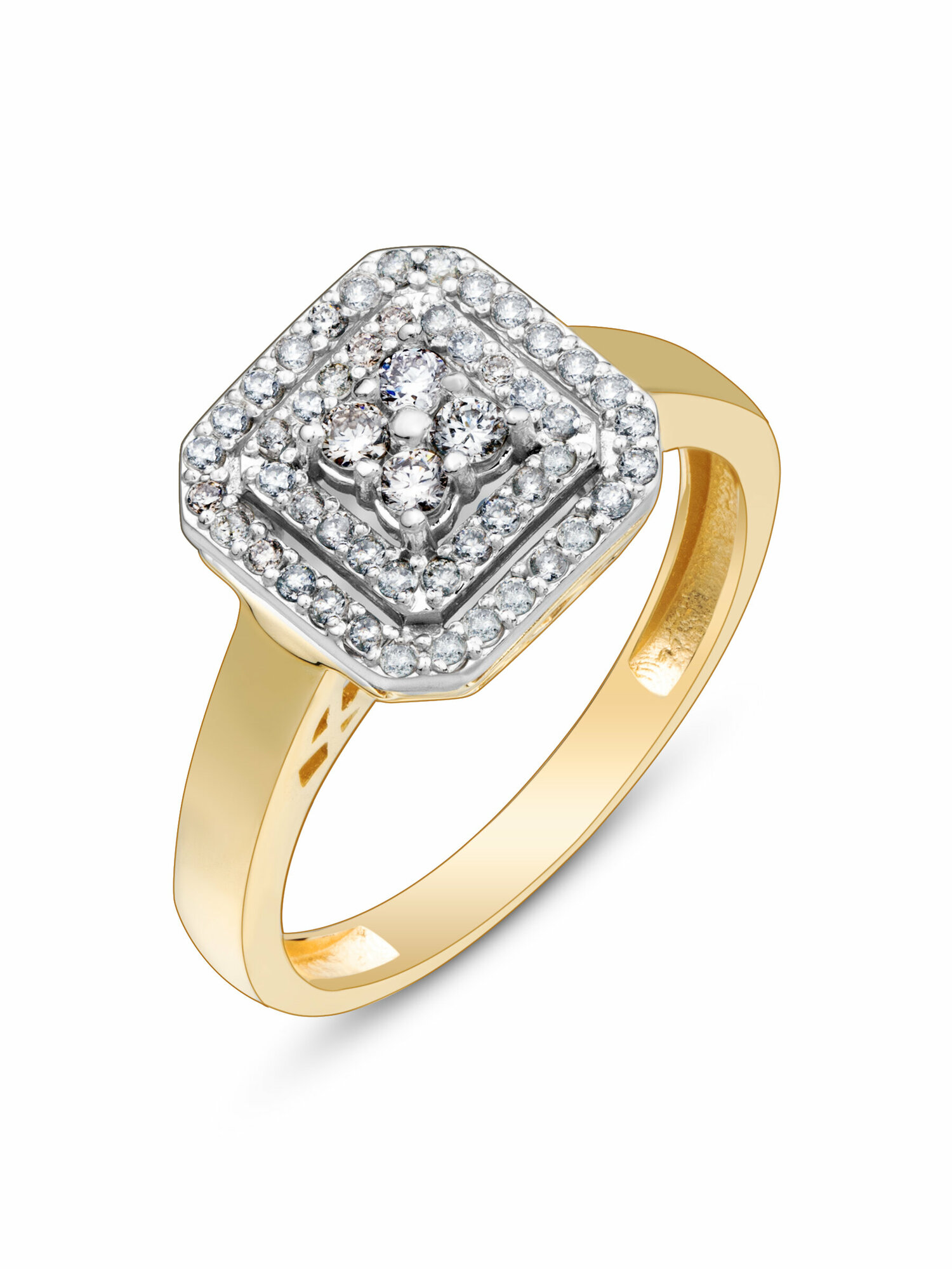 Кольцо, желтое золото, 585 проба, родирование, бриллиант