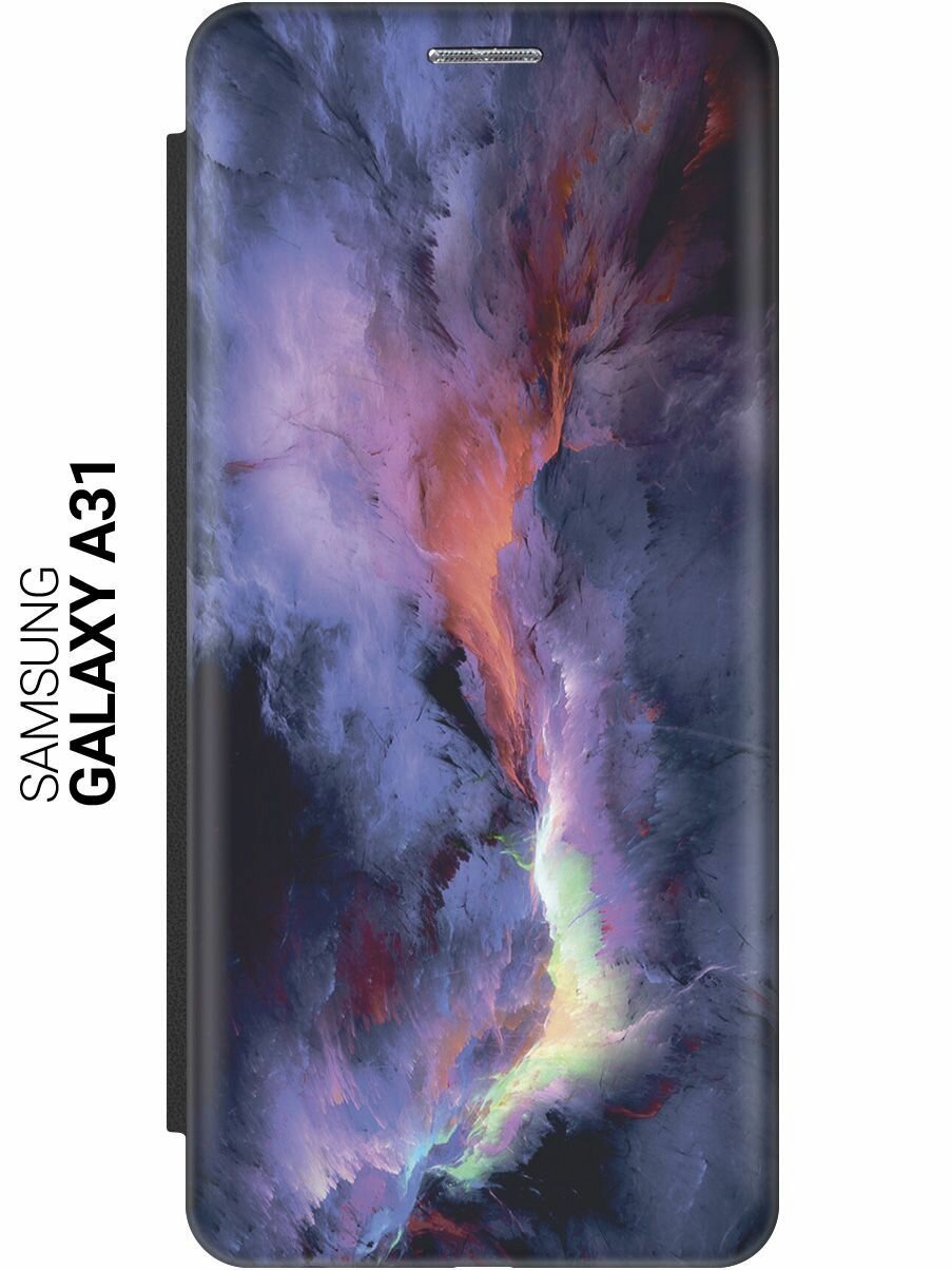 Чехол-книжка на Samsung Galaxy A31, Самсунг А31 c принтом "Гром и молния" черный