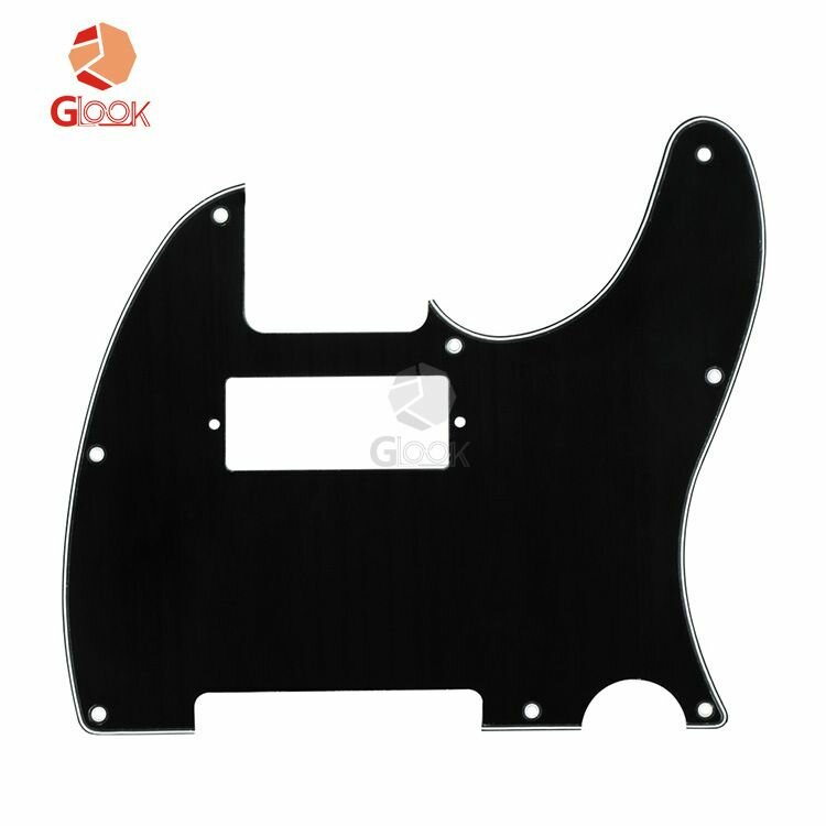 Панель/пикгард для электрогитары. Pickguard Telecaster HS черный с белой окантовкой