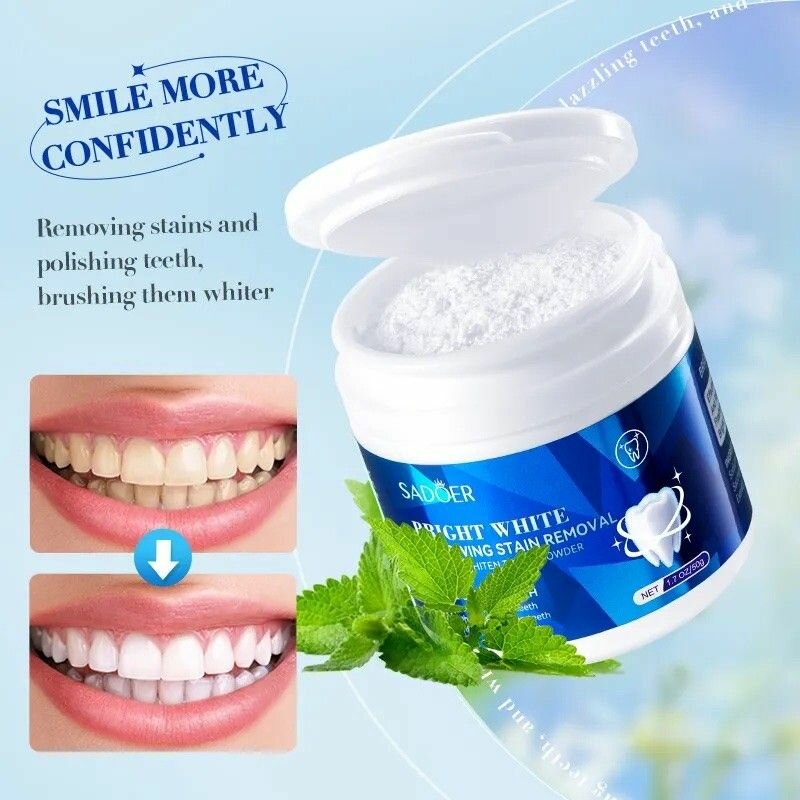 SADOER/Порошок для отбеливания зубов от кариеса/BRIGHT WHITE YELLOWING STAIN REMOVAL. 50 гр.