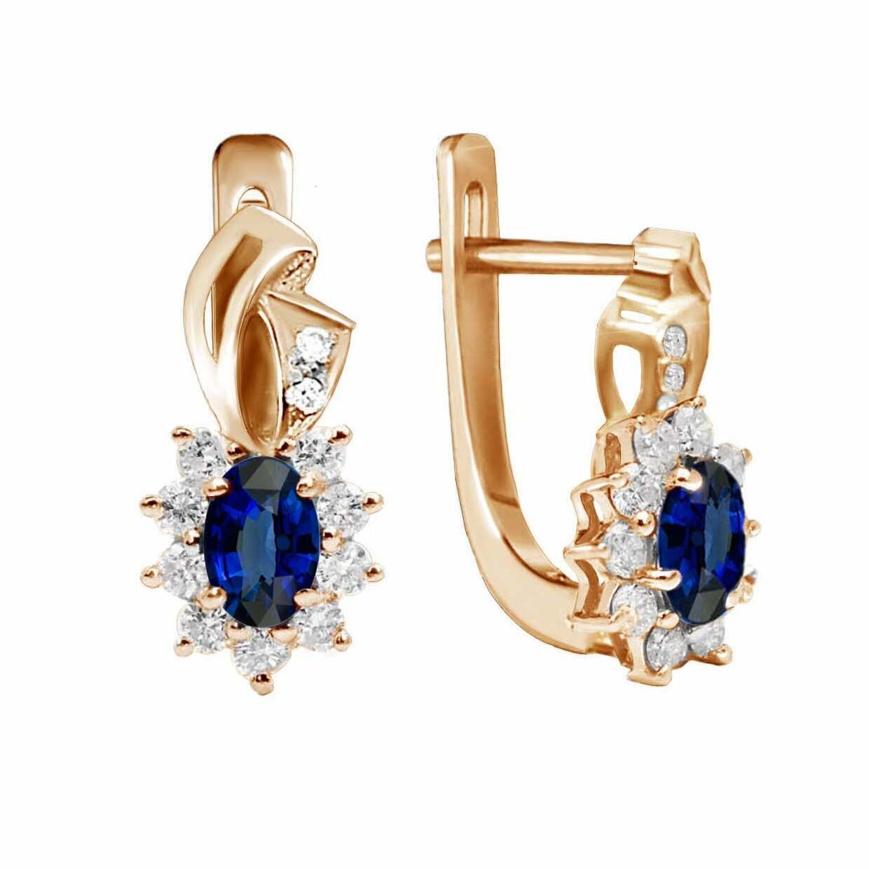 Серьги АУ-РУМопт, серебро, 925 проба, золочение, фианит
