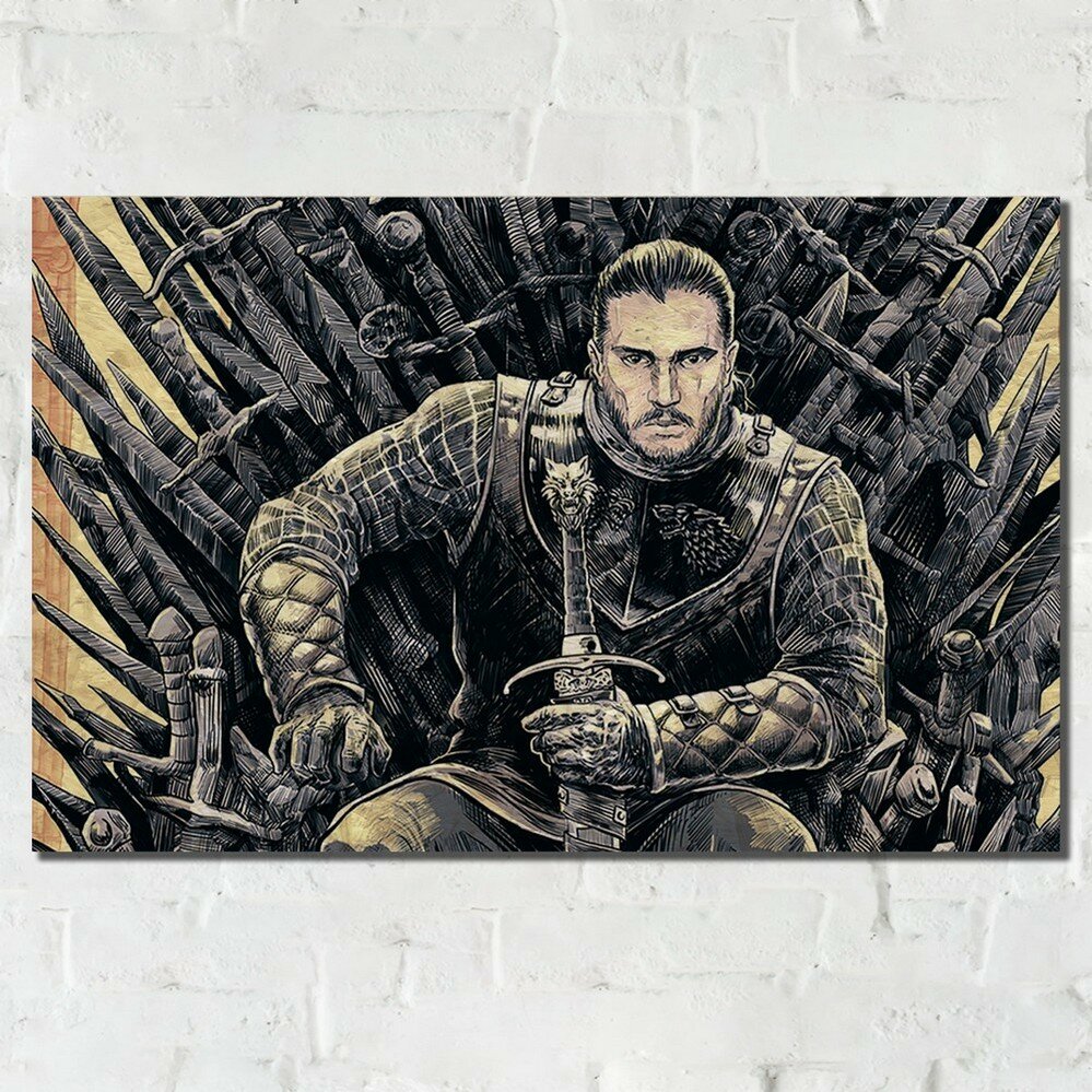 Картина интерьерная на рельефной доске сериал Игра Престолов (GOT, Джон Сноу) - 13753 Г