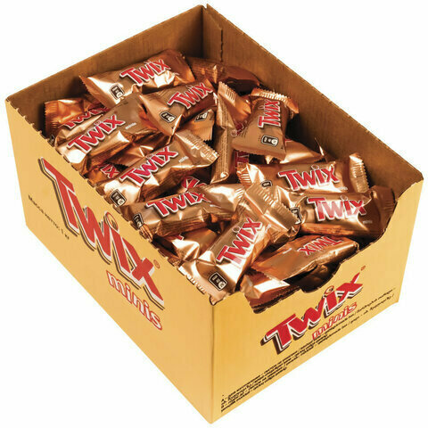 2 шт. Батончики мини TWIX "Minis" печенье с карамелью в молочном шоколаде 1 кг, 57237