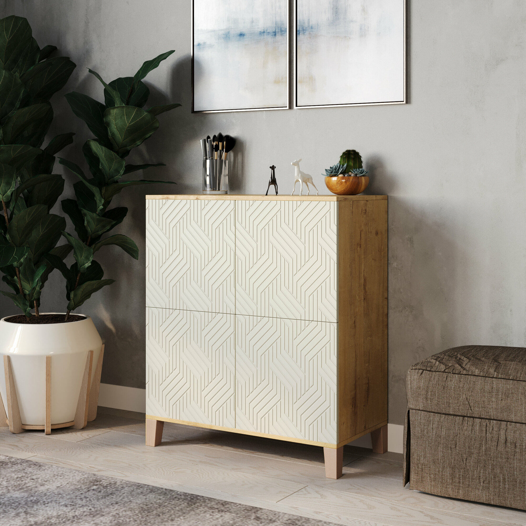 Комод для одежды большой в спальню, в прихожую, узкий с полками Марвин - 5 Сантьяго, 80х90х40 см