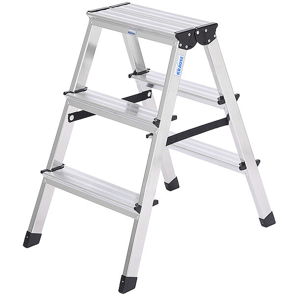 Стремянка 120328 DOPPLO двухсторонняя 2х3 ступени алюминиевая (KRAUSE)