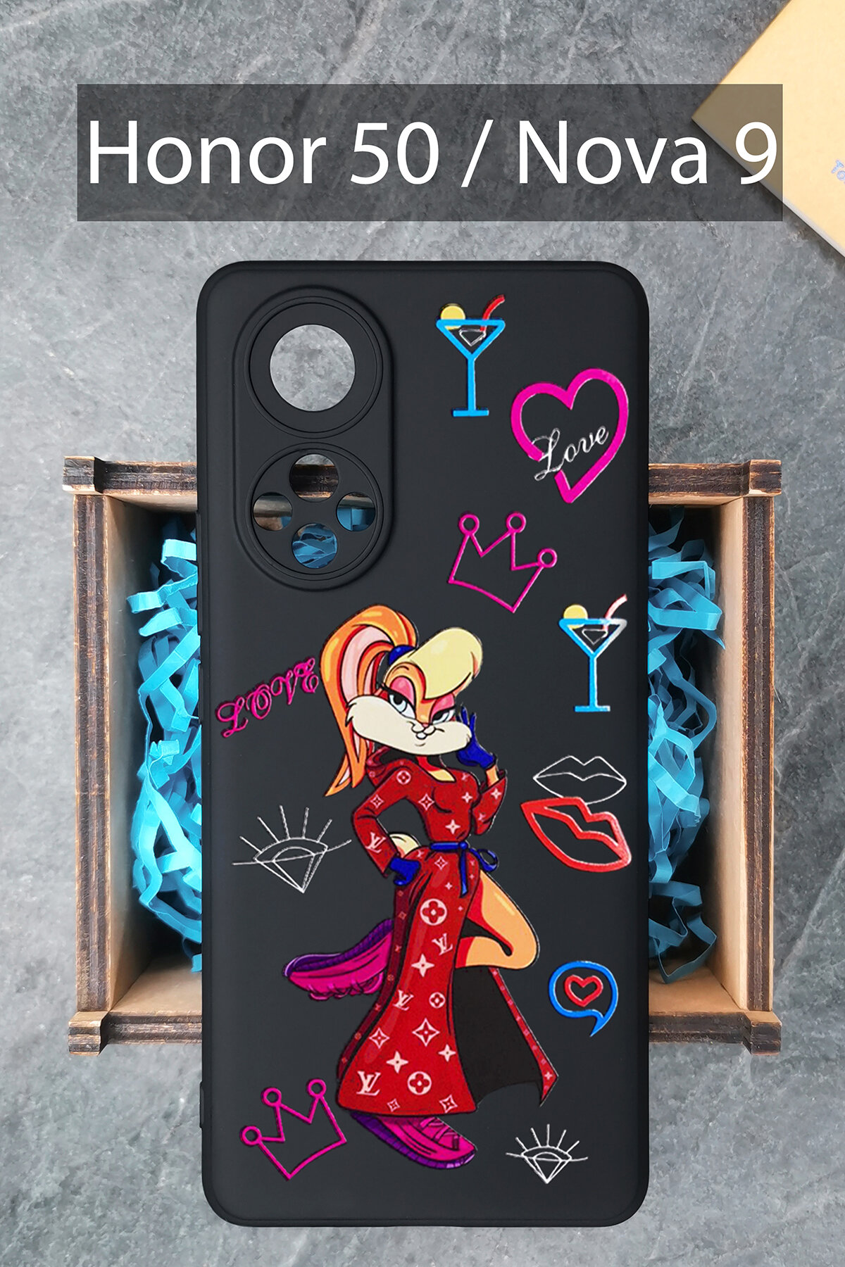 Силиконовый чехол на Honor 50, Huawei Nova 9 с принтом ЛВ Бани неон Хонор 50