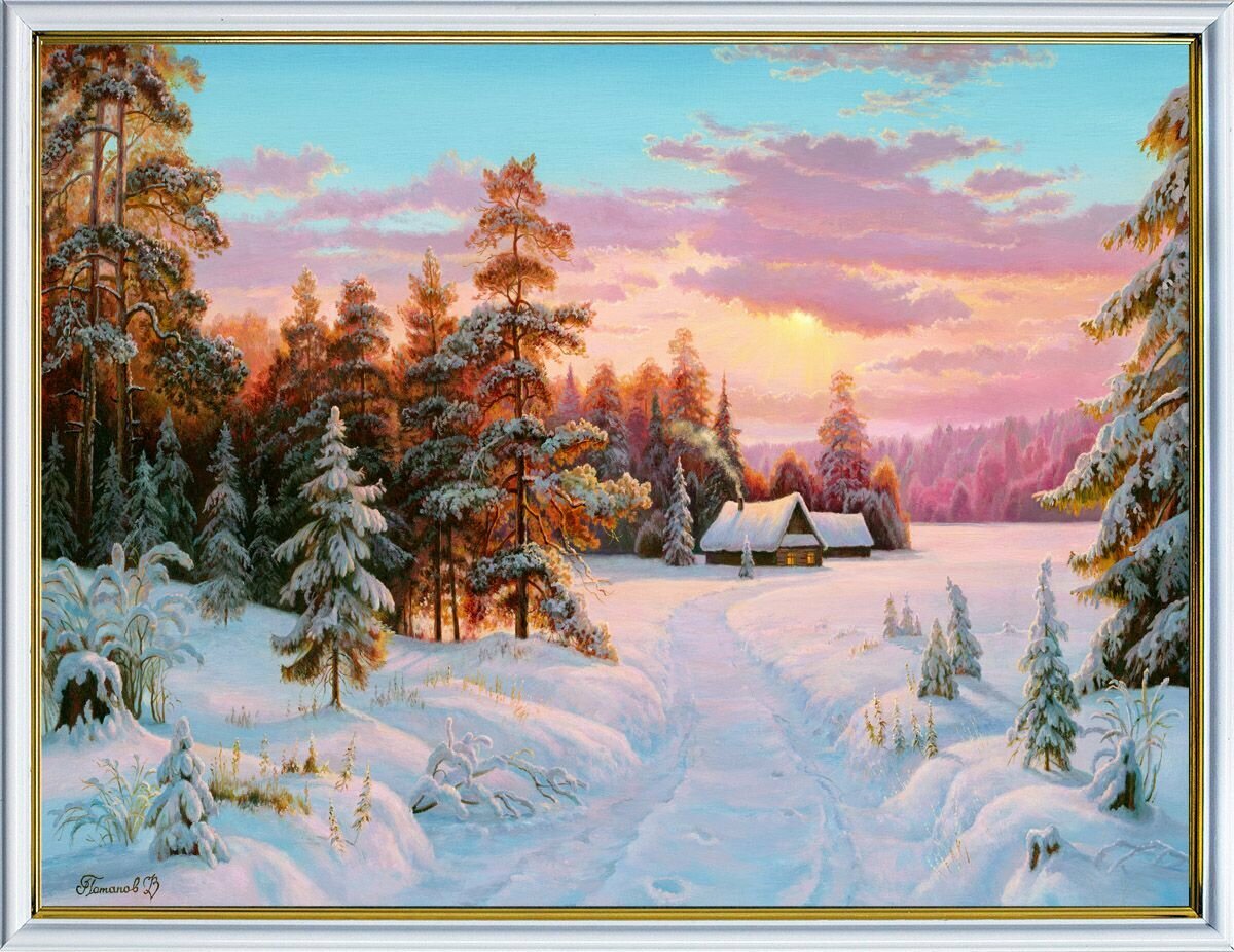 Картина "Дорога к дому", 30х40 см, художник - Потапов В. оформлена в багет, ПВ2-30х40