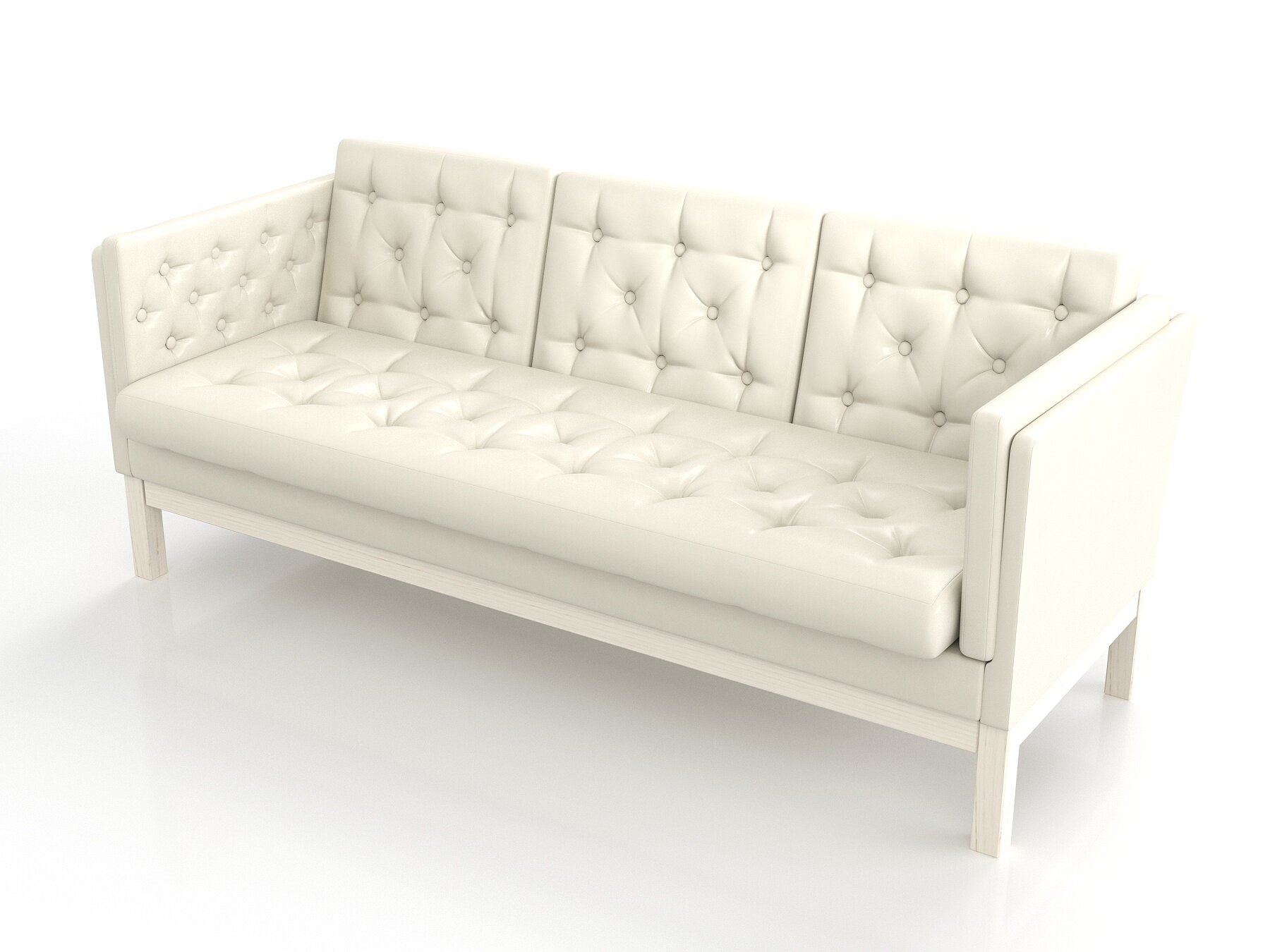 Прямой диван Arsko Айверс-Б белый, кожаный, трехместный, офисный, в гостиную, на кухню, на ножках, скандинавский лофт