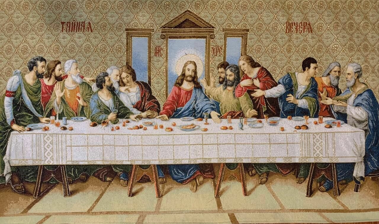 Панно гобеленовое на стену "Тайная вечеря" Леонардо да Винчи 119х70 см / Гобелен