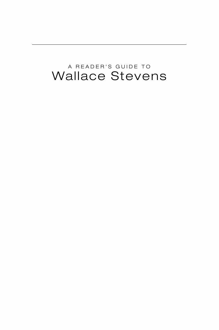 A Reader's Guide to Wallace Stevens — фото 1