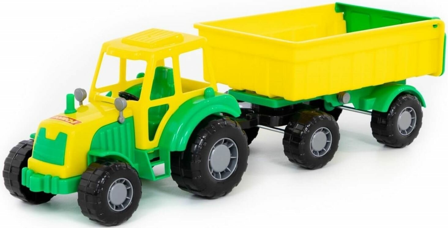 Трактор "Мастер" с прицепом №1, игрушечная машинка для детей, пластиковая игрушка для песочницы и дома