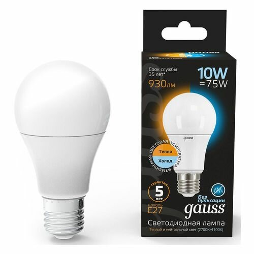 Лампа LED GAUSS E27, груша, 10Вт, A60, одна шт. [102502110-t]