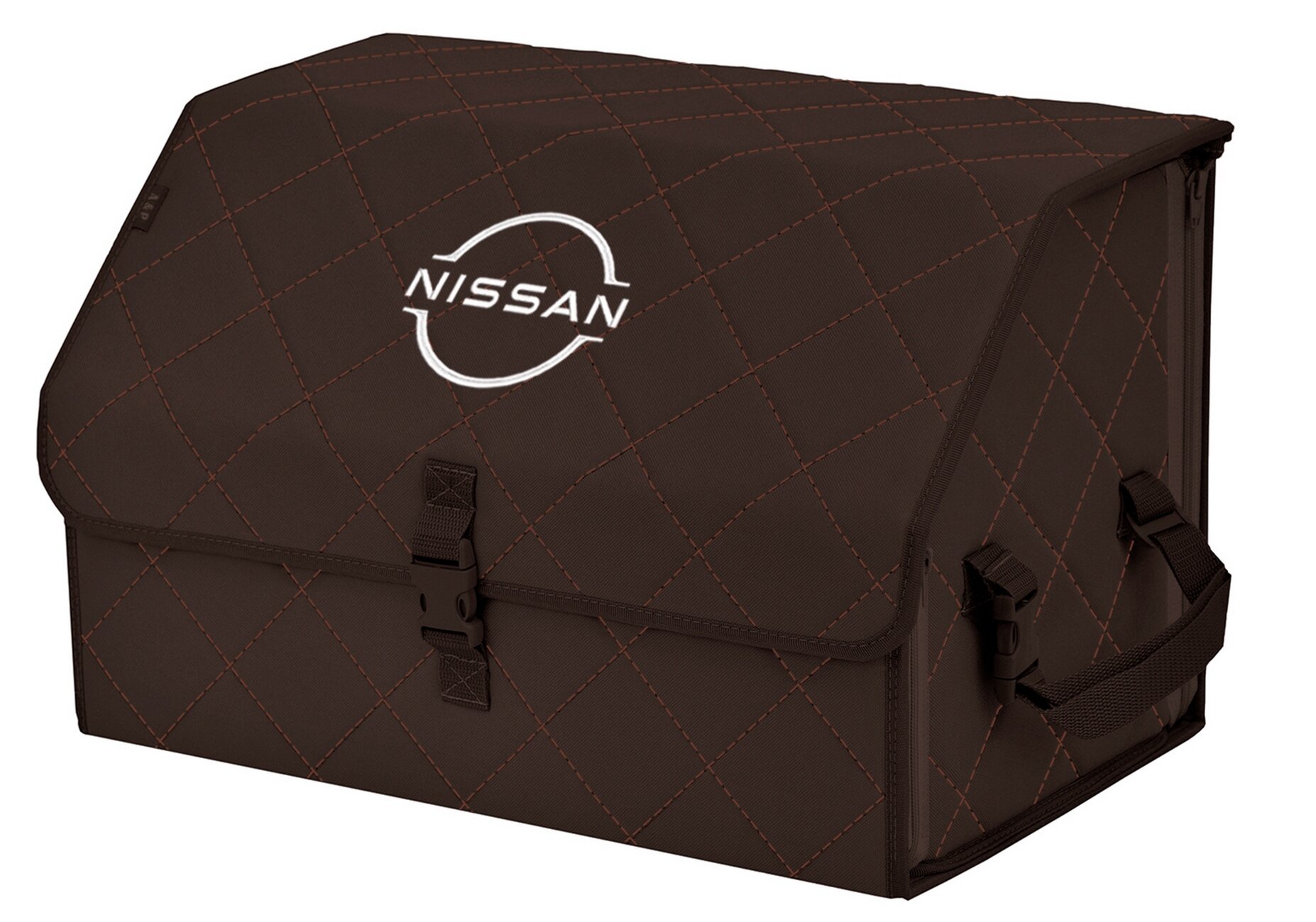 Органайзер-саквояж "Союз" в багажник Nissan (Ниссан), размер L. Цвет: коричневый с коричневой прострочкой Ромб.
