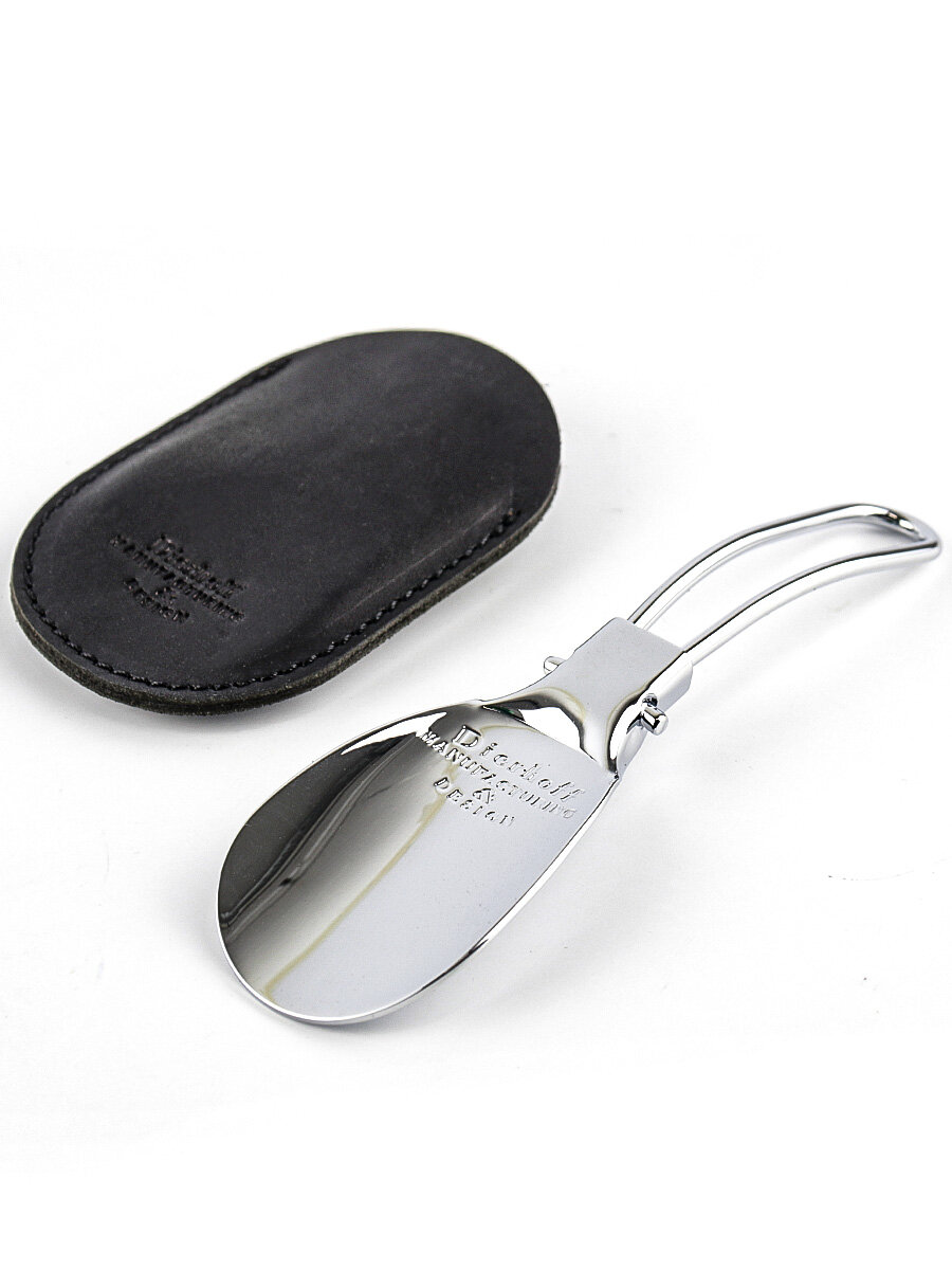 Маленький мужской складной рожок для обуви в кожаном чехле Dierhoff Д 554/03