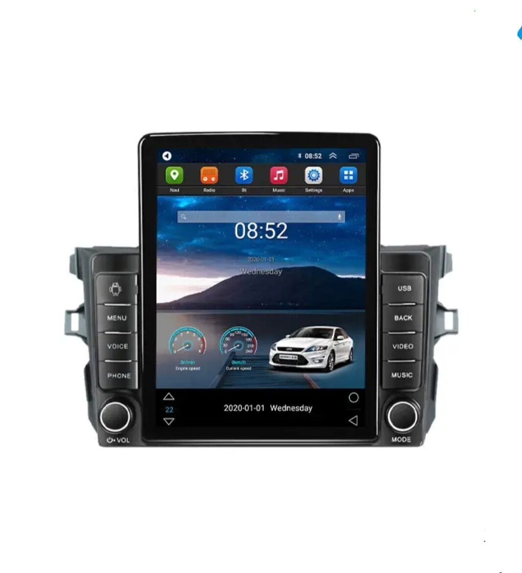 Магнитола андроид Тесла (Tesla), 8-ядер, 4/64гб, CarPlay, Android-Auto, для Тойота Королла Е150 (Toyota Corolla)