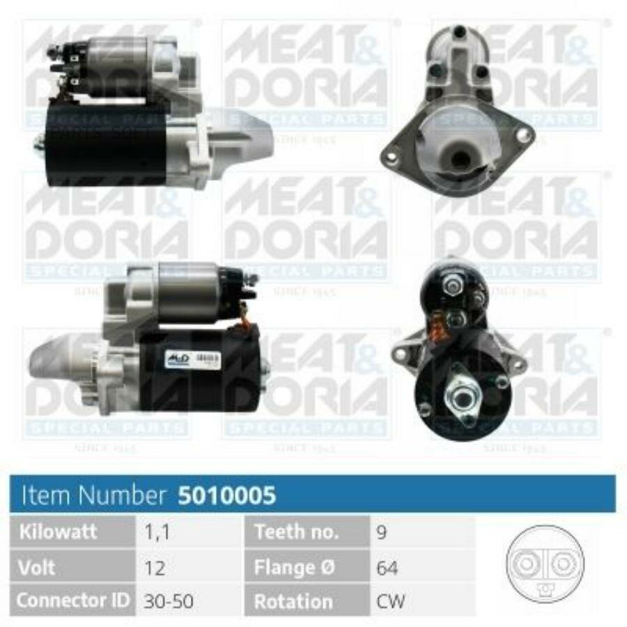 MEATDORIA 5010005 Стартер 12V 1 1KW Fiat Panda II Opel Corsa D (S07) 1.3 D ()