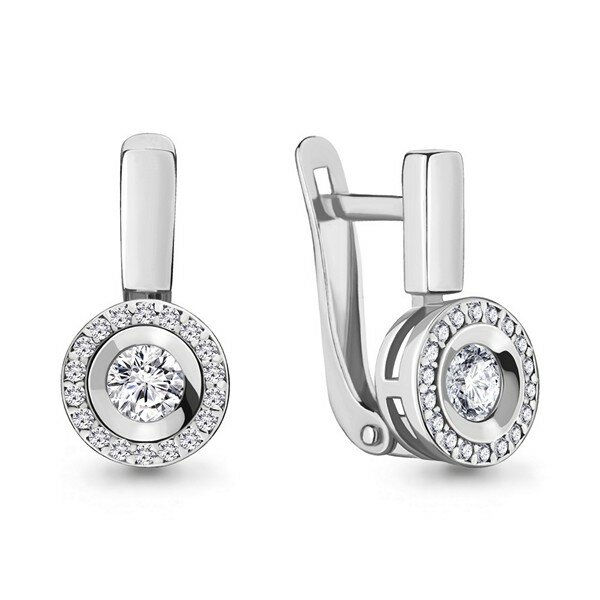 Серьги, серебро, 925 проба, родирование, фианит