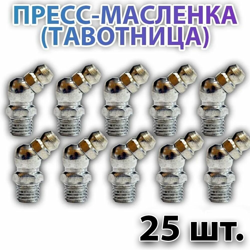 Комплект 25 шт. Пресс-маслёнка угловая 2.2.45. Ц6. М10х1 NTL
