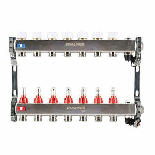 Коллекторная группа для теплого пола ROMMER RMS1201 - 1" на 7 контуров 3/4" EK