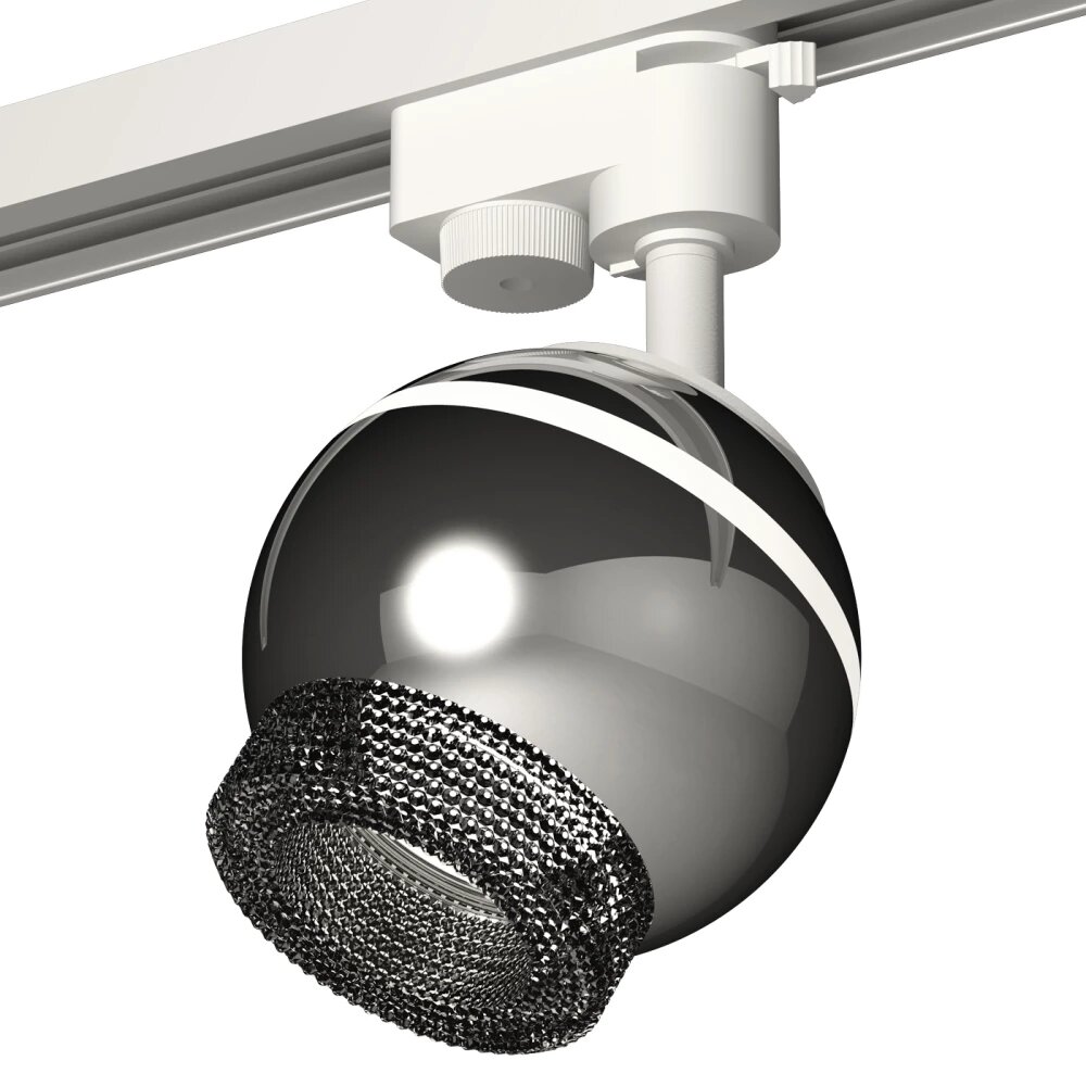 Комплект трекового однофазного светильника с подсветкой XT1104002 PSL/BK серебро полированное/тонированный GU5.3 LED 3W 4200K (A2520, C1104, N7192)