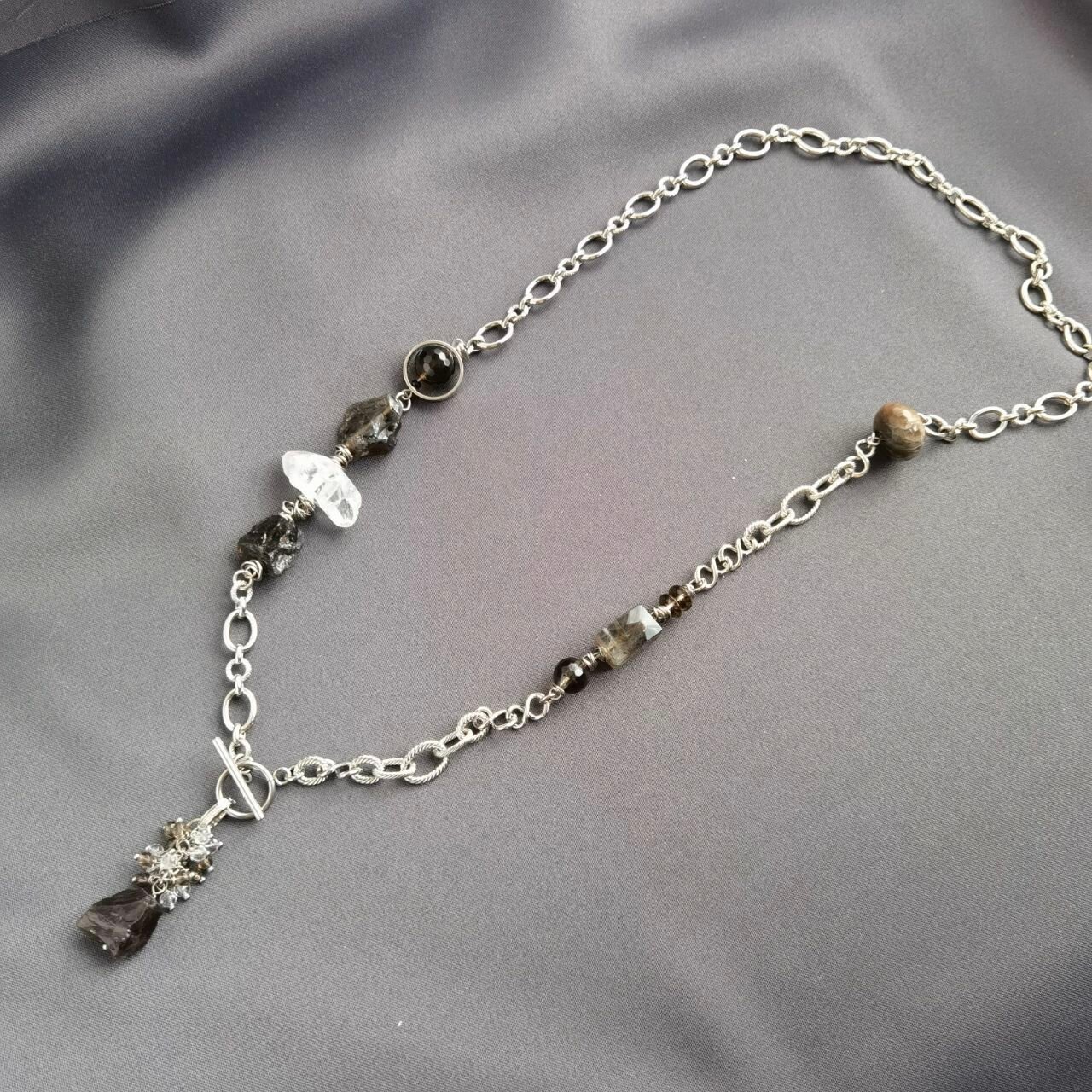 Колье, горный хрусталь, раухтопаз