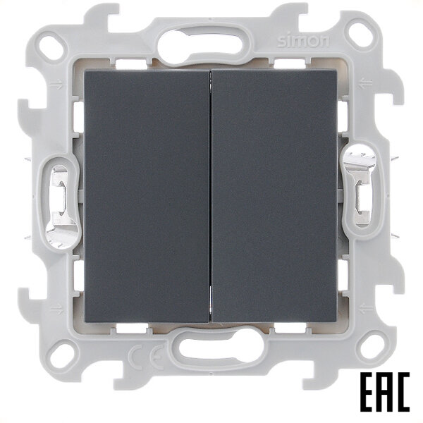 Механизм выключателя Simon24 2420398-038 2клавиши Push\Go с/п графит Simon