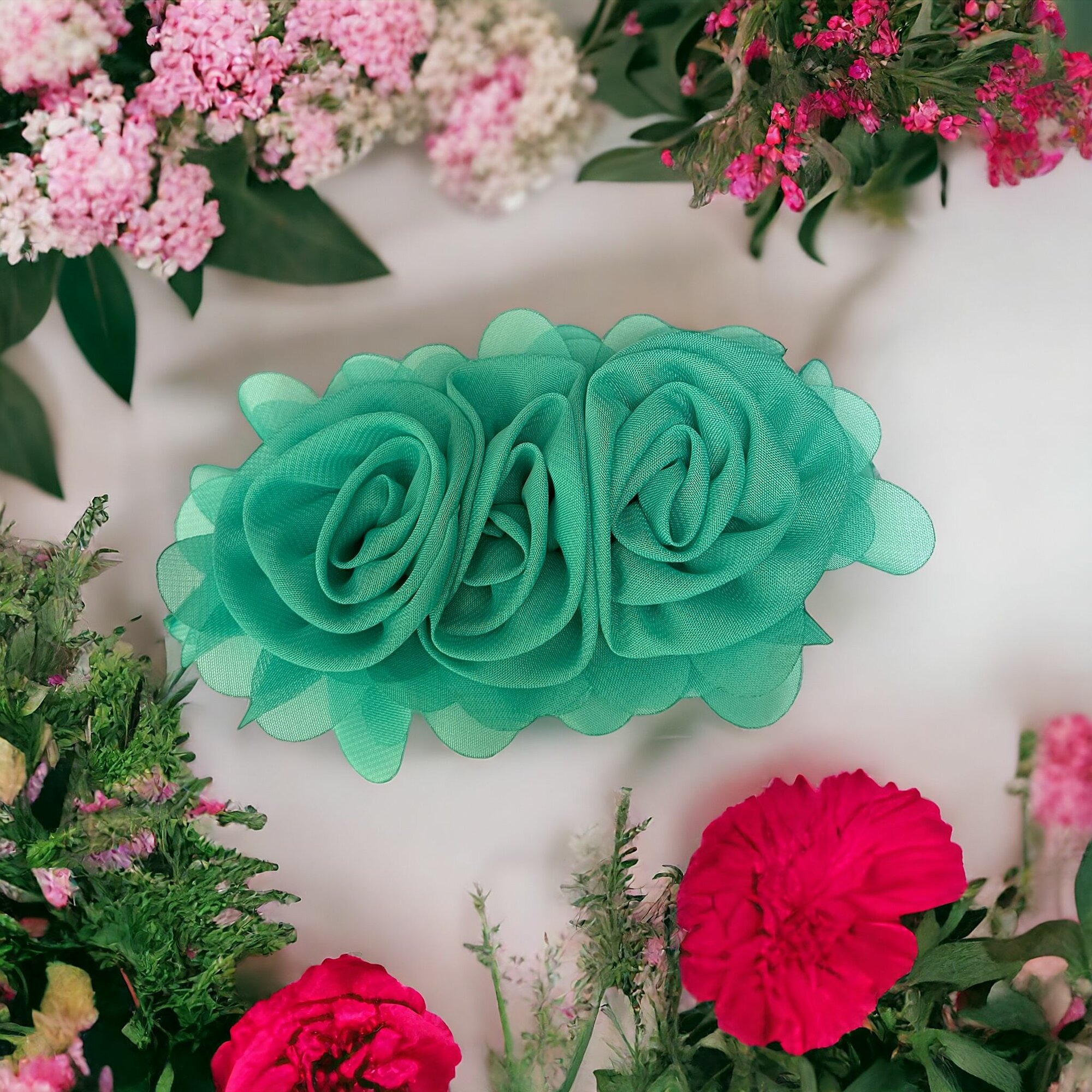 Украшение ошейник регулируемый с цветами для кошек и собак, бирюзовый