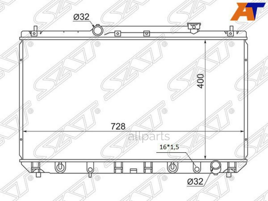 SAT TY0003-SXV20 Радиатор Toyota Camry (XV20) 96-02 / Daihatsu Altis 00-01 / Toyota Camry 96-01 / Camry UAE/USA 96-01
