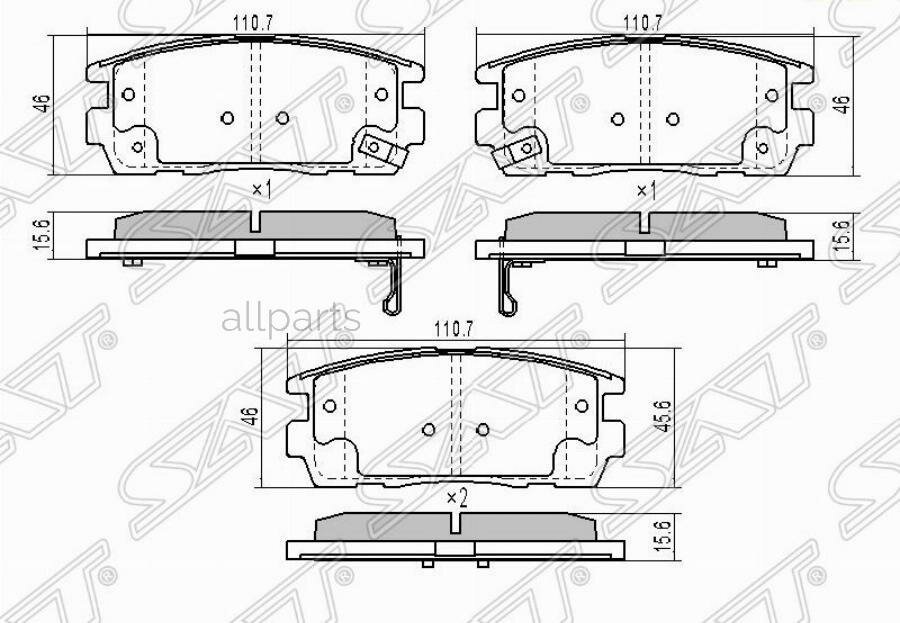 SAT ST-96626076 Колодки тормозные (Сзади) Chevrolet Captiva 06-15 / Opel Antara 06-15