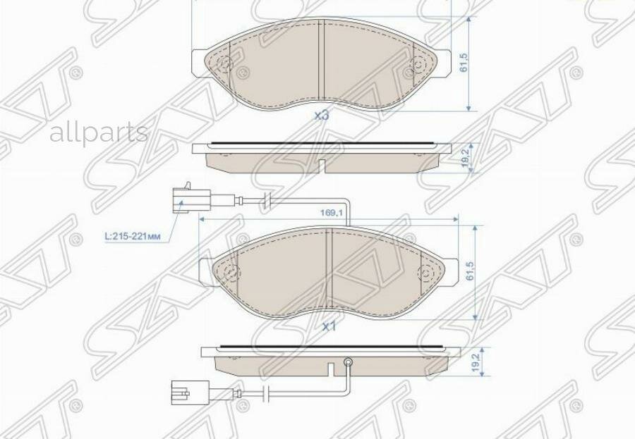 SAT ST-1612433980 Колодки тормозные (Спереди) Peugeot Boxer 06-14 / Citroen Jumper 06-14