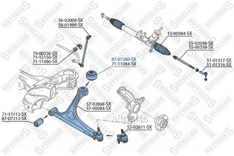 STELLOX 8707260SX сайлентблок рычага зад!\ Audi A3/TT, VW Golf 98>