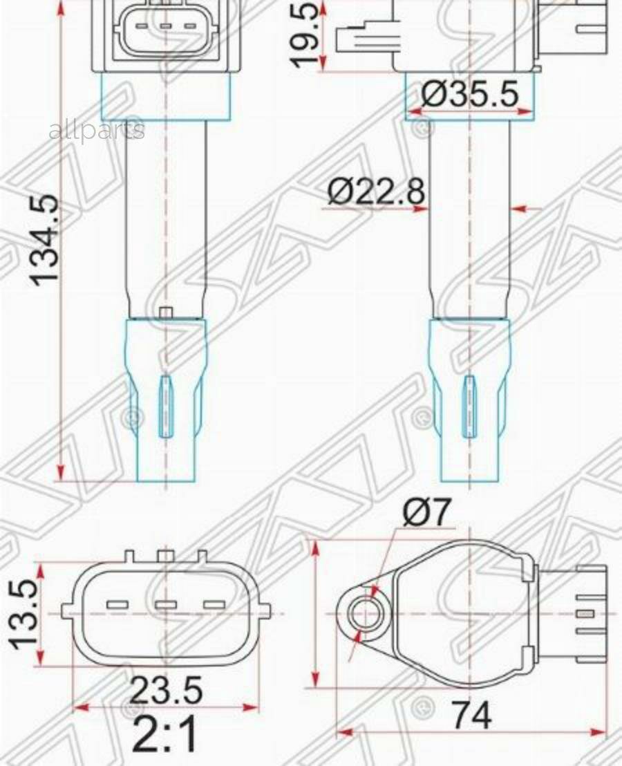 SAT ST-MN195805 Катушка зажигания MITSUBISHI ASX 10-/LANCER X 08- 4A91/92