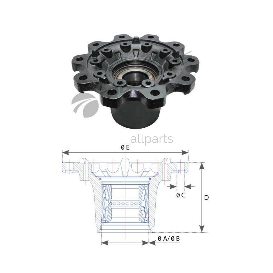 MANSONS 790162 ступица! в сборе с подшипником \MB (оси прицепа) TE 5 Axles